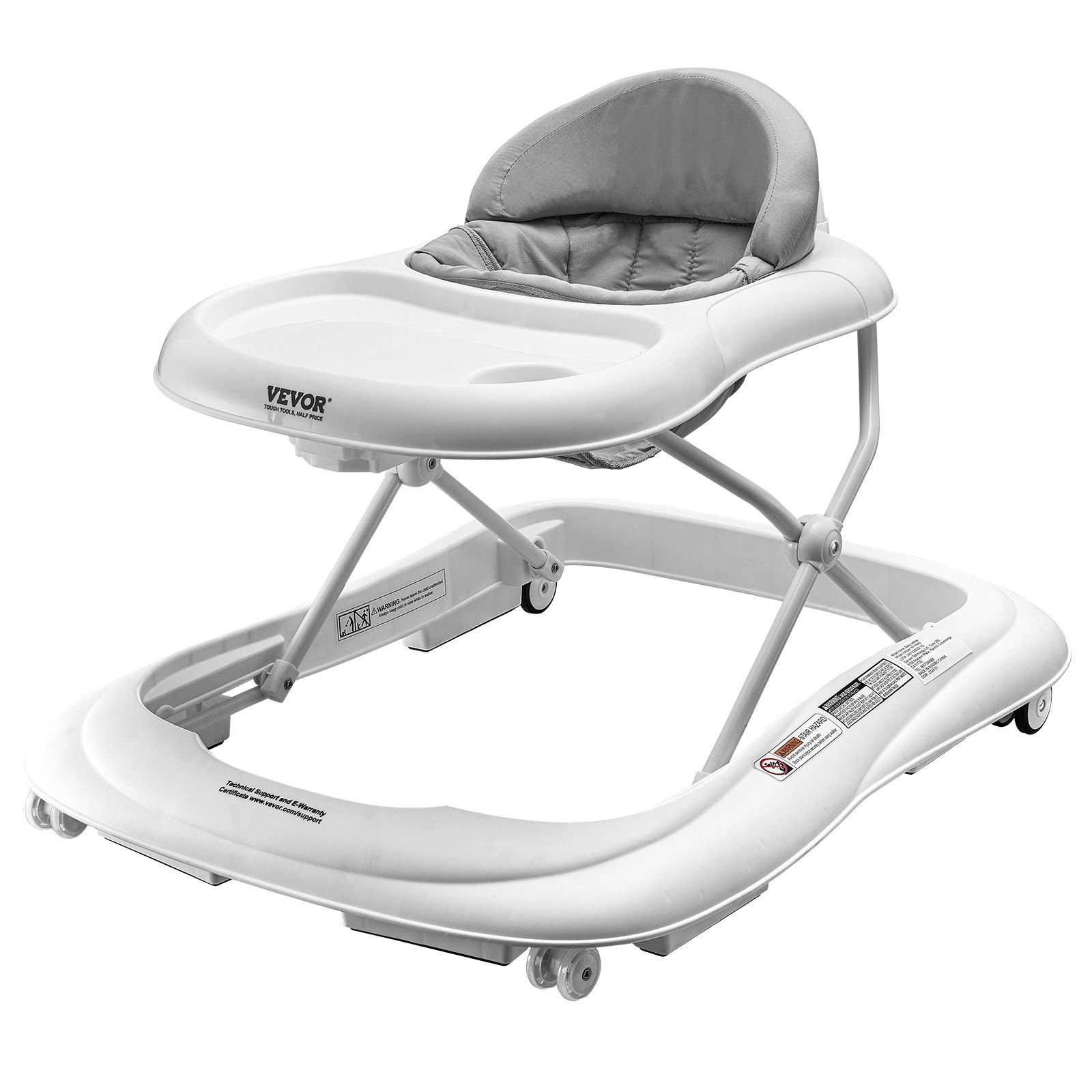 VEVOR Baby Walker Manual, Foldable, 3-Level Adjustable Height
