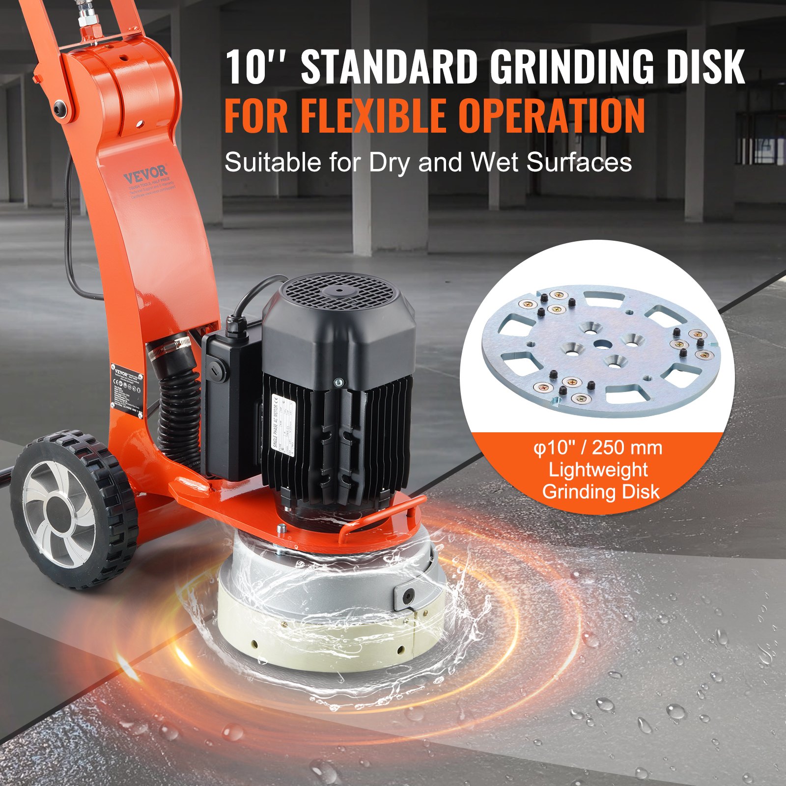 VEVOR Electric Concrete Floor Grinder 10" Manual