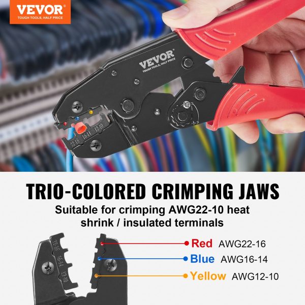 VEVOR Ratcheting Crimping Tool Set For AWG22-10 Manual