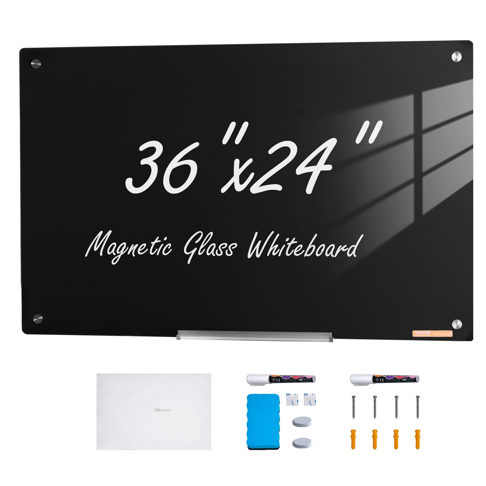 VEVOR Magnetic Glass Whiteboard Manual, 36"x24"