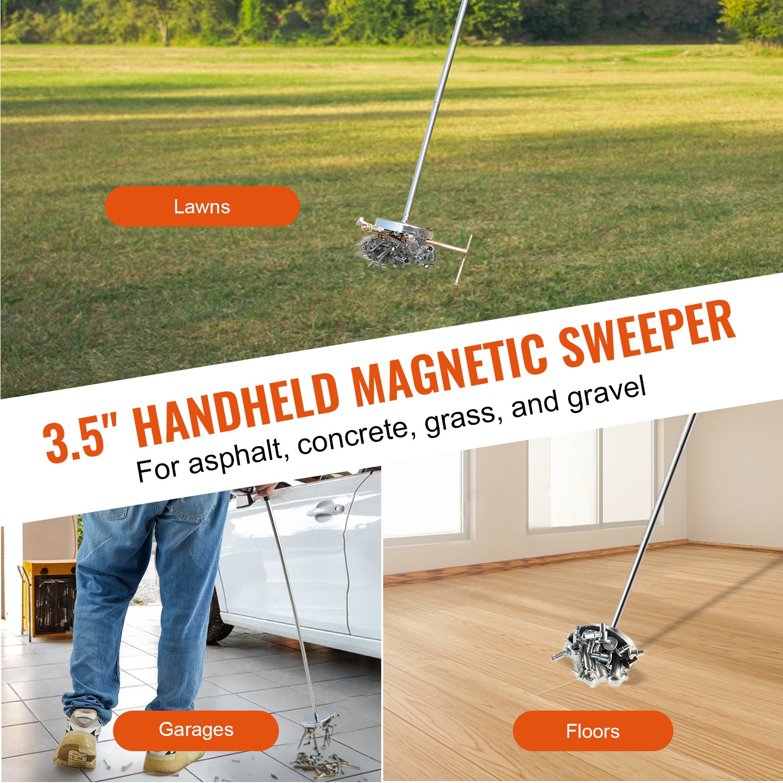 VEVOR Telescoping Magnetic Sweeper Tool Manual, 3.5inch