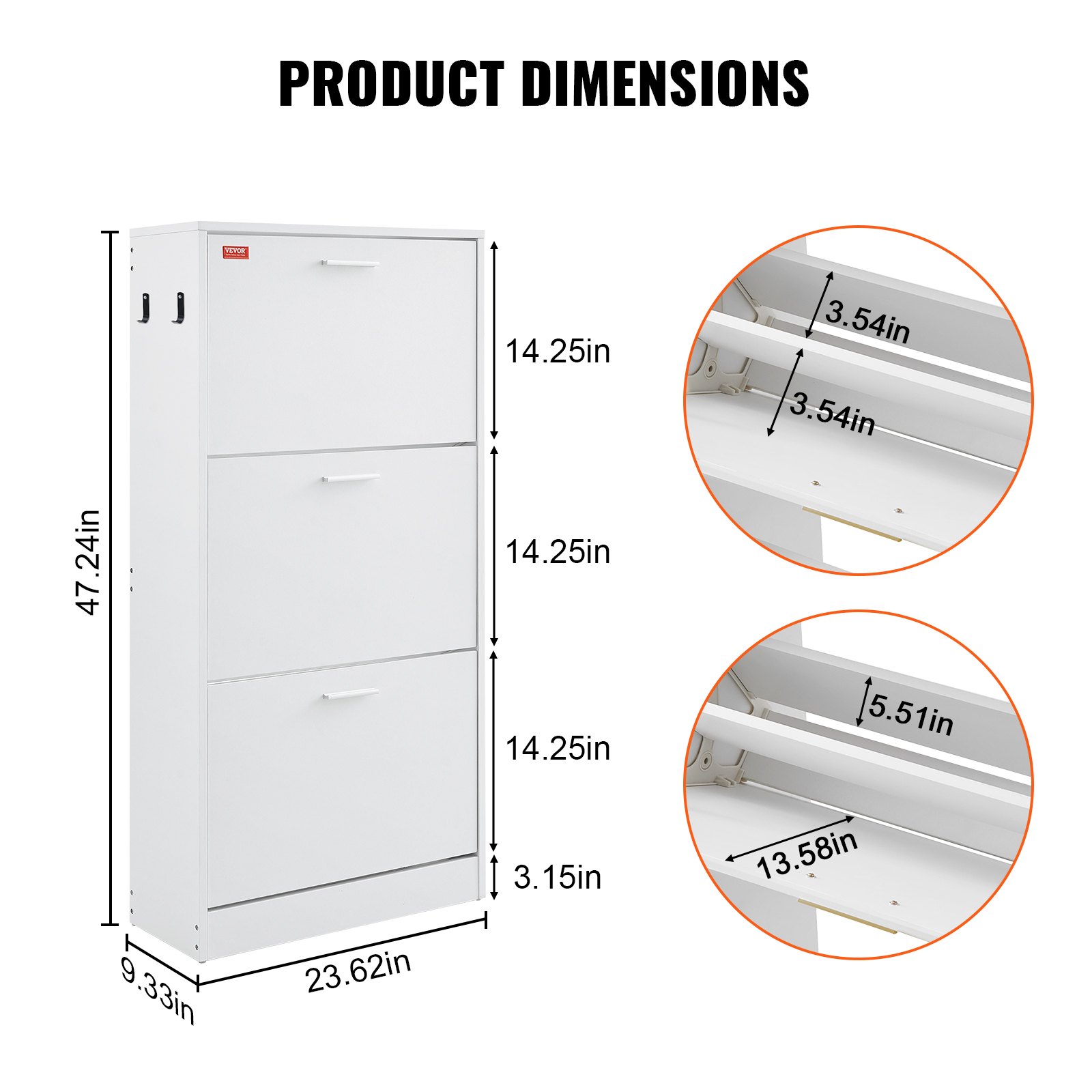 VEVOR Shoe Cabinet Manual (with 3 Flip Drawers)