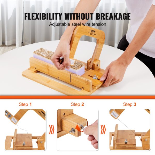 VEVOR Soap Cutter Manual, 0-2 inch Bamboo Soap Slicer