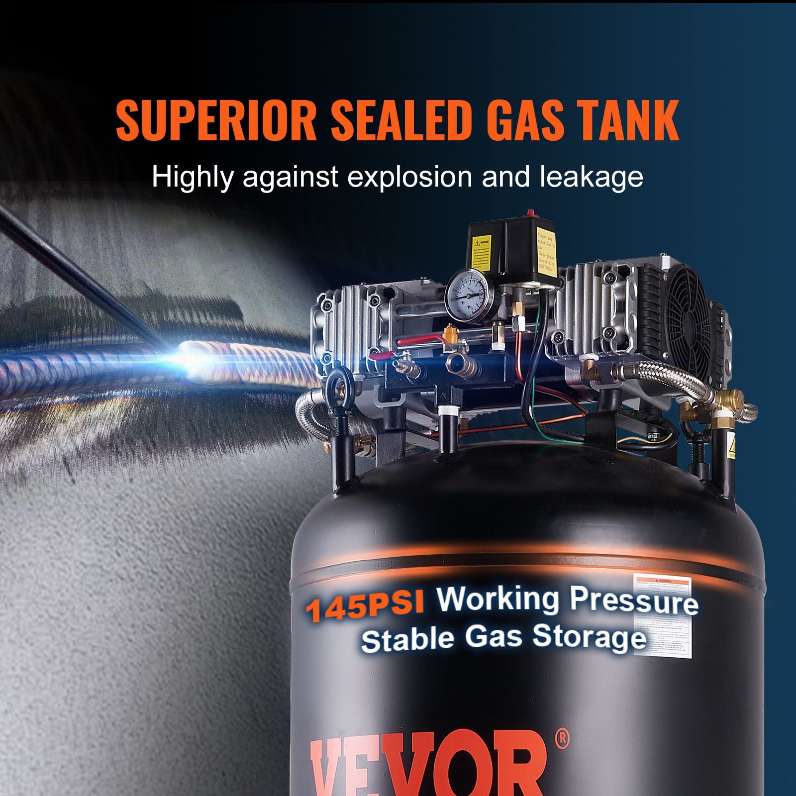 VEVOR 80 Gallon Air Compressor Manual, 6.5HP 15.5SCFM