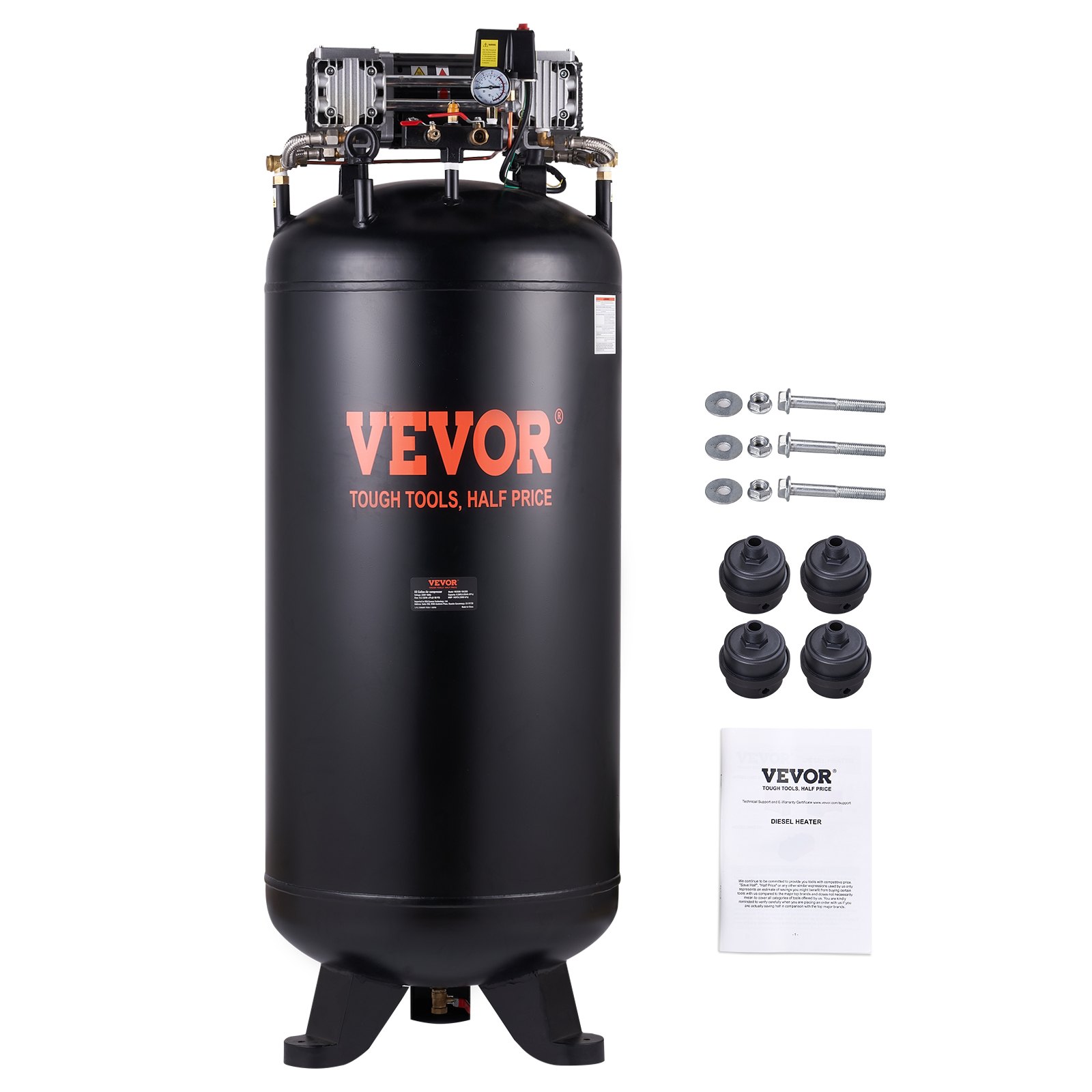 VEVOR 80 Gallon Air Compressor Manual, 6.5HP 15.5SCFM