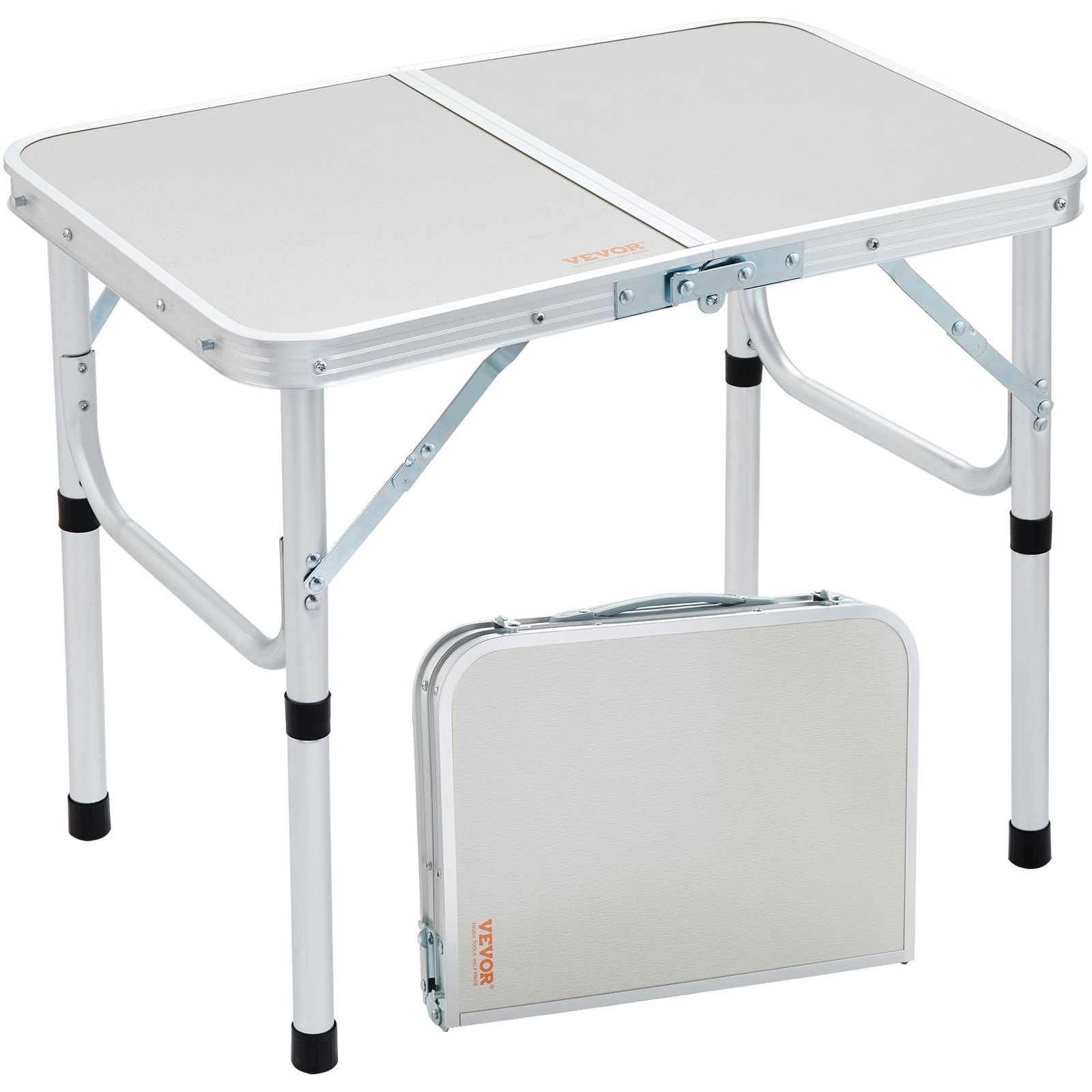 VEVOR Folding Camping Table Manual, Adjustable Height, Silver