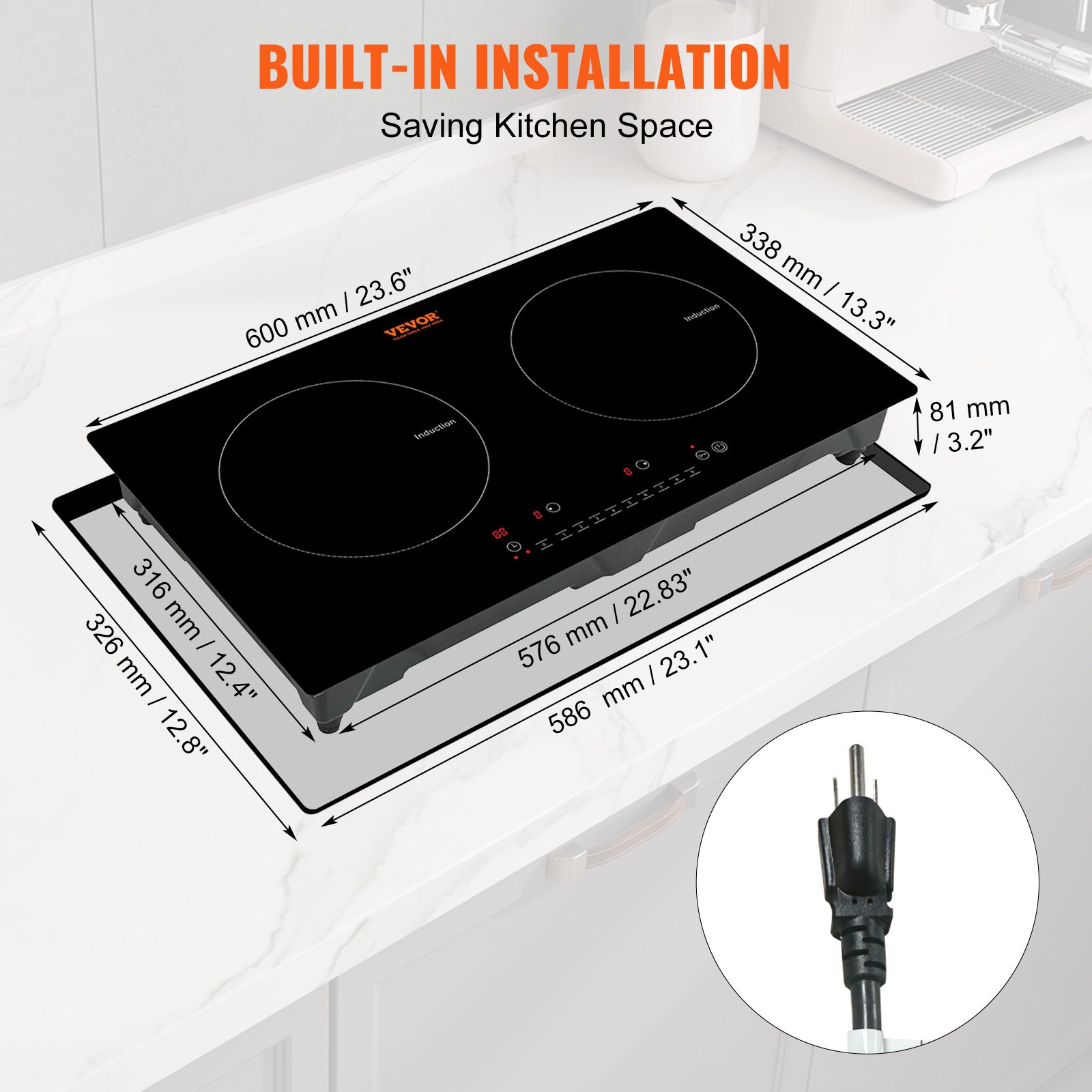 Electric Cooktop Manual, 2 Burners, 24'' Stove Top from VEVOR