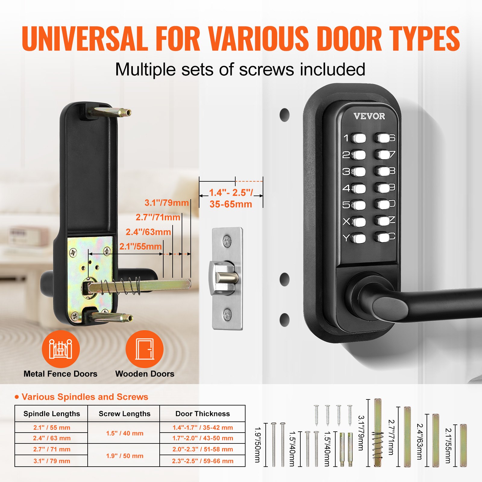 VEVOR Mechanical Keyless Entry Door Lock Manual, 14-Digit