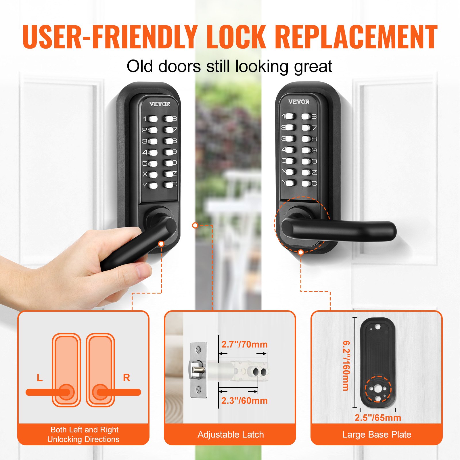 VEVOR Mechanical Keyless Entry Door Lock Manual, 14-Digit