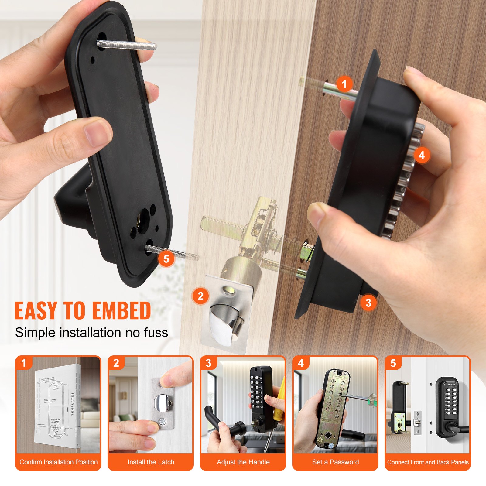 VEVOR Mechanical Keyless Entry Door Lock Manual, 14-Digit