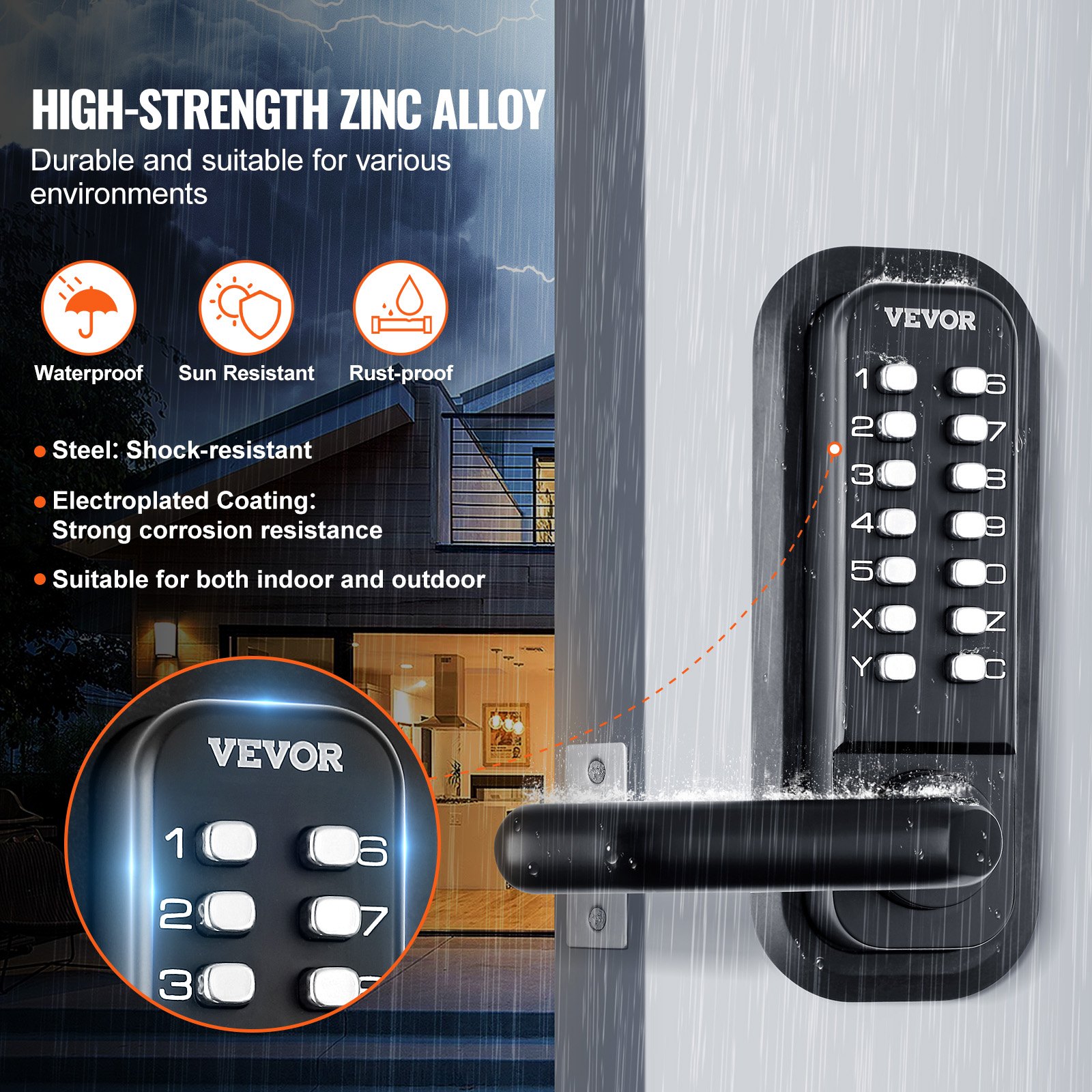 VEVOR Mechanical Keyless Entry Door Lock Manual, 14-Digit