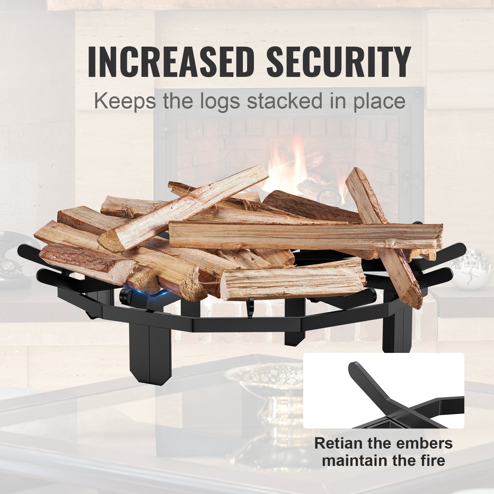 VEVOR Log Grate Manual, 27 inch, Heavy Duty, 6 Support Legs