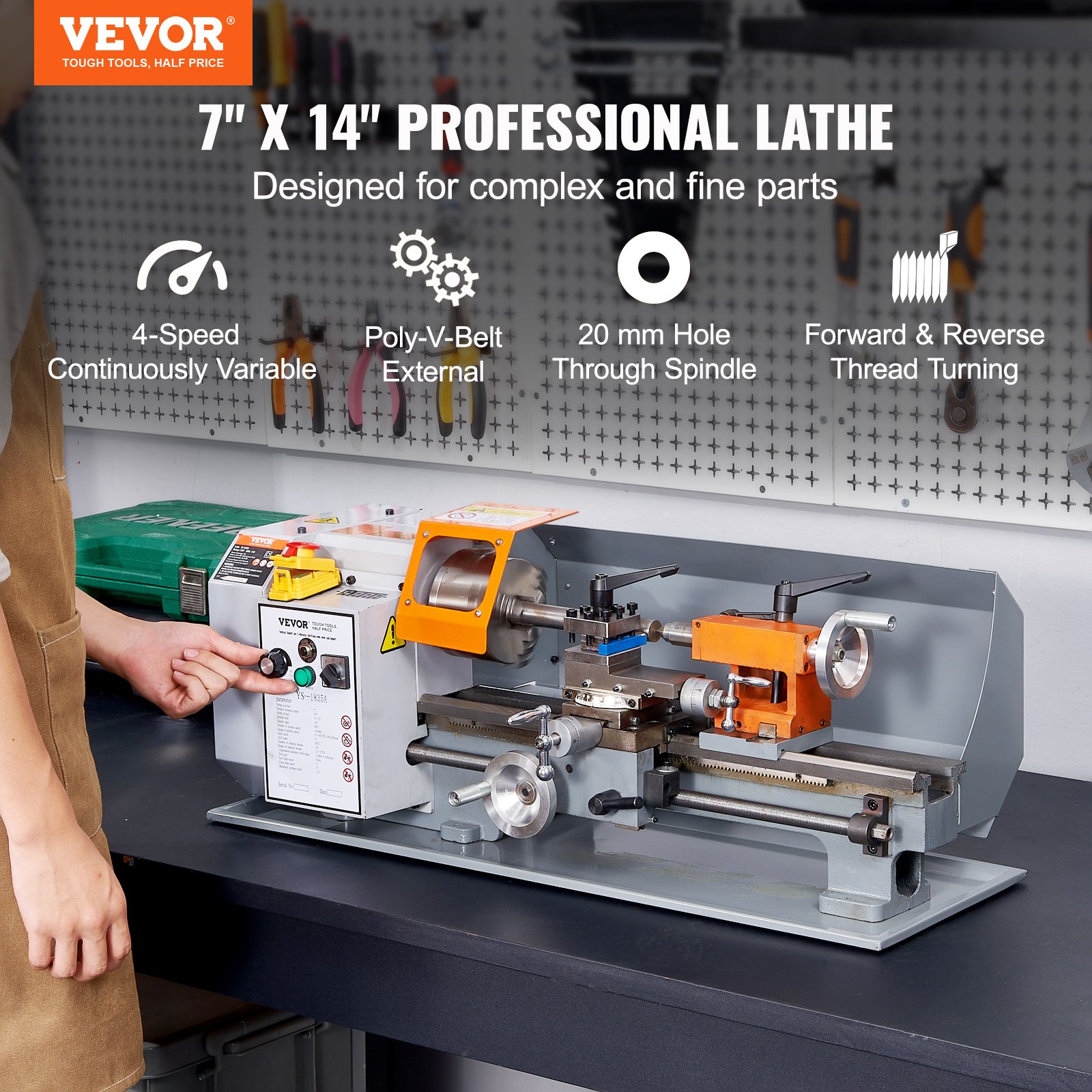 VEVOR Metal Lathe Machine Manual, Benchtop, 0-2200 RPM