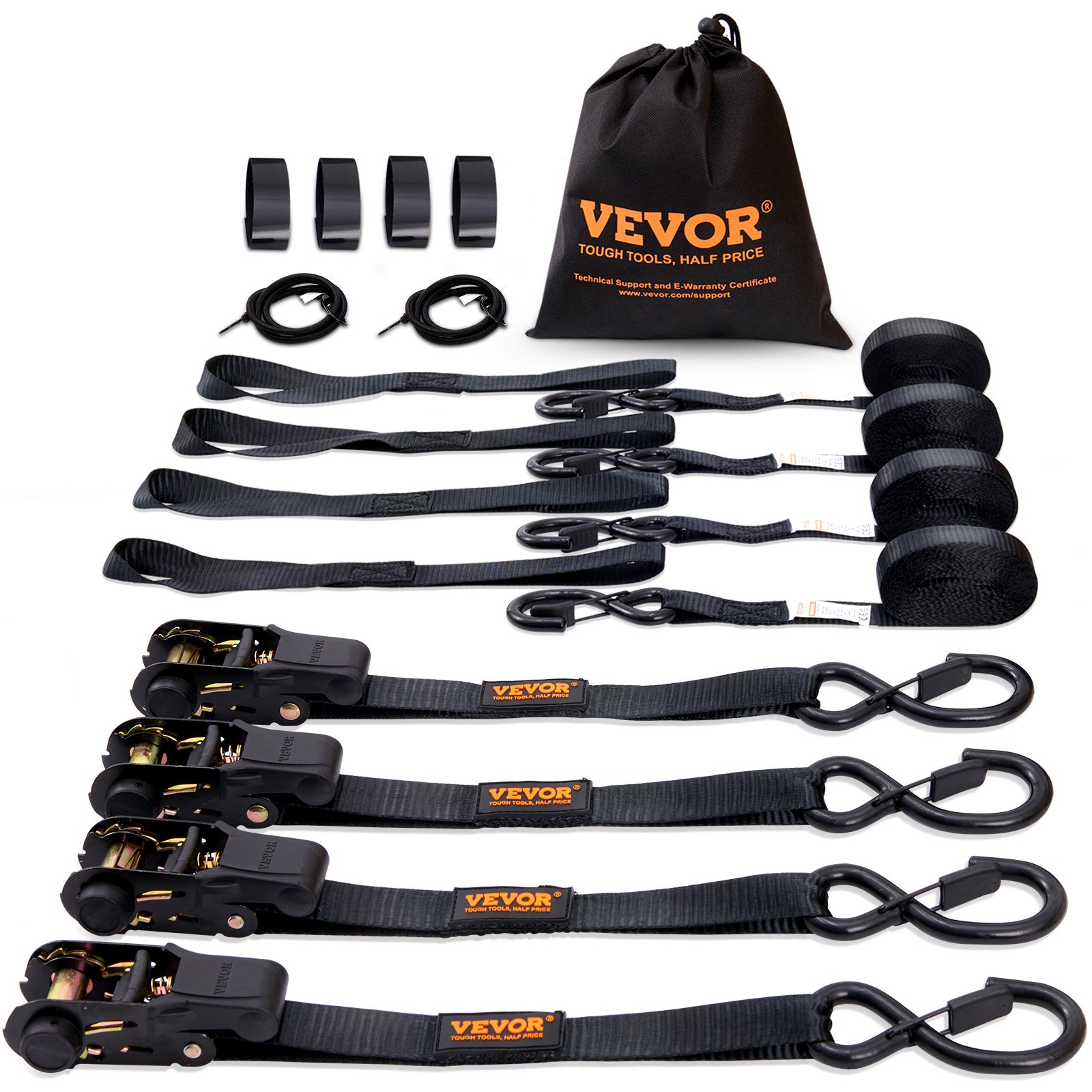 VEVOR Ratchet Tie Down Straps (4PK) Manual, 2200 lb Max