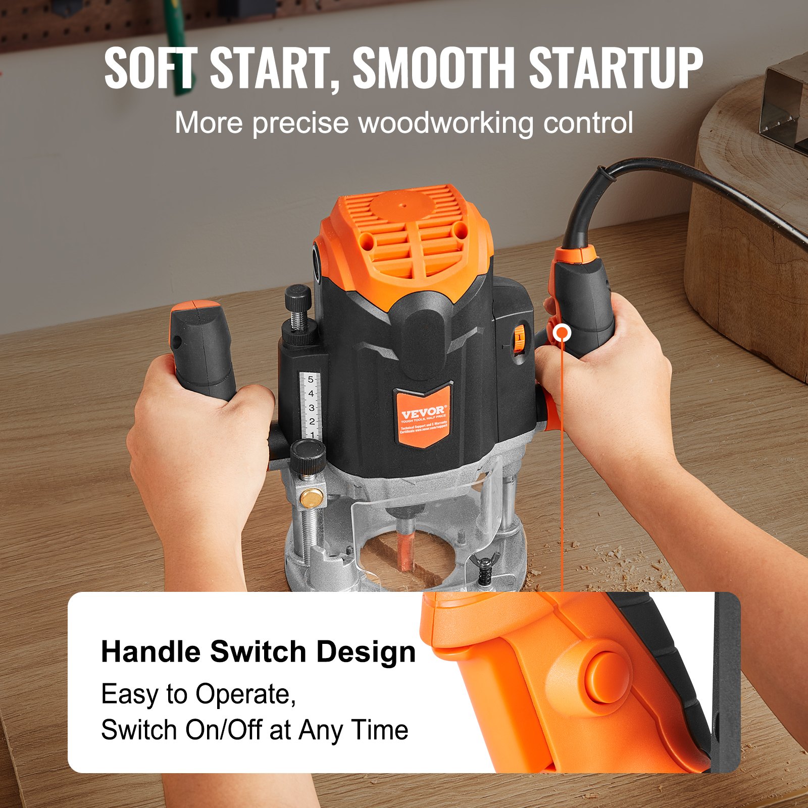 VEVOR Plunge Router, 3-1/4 HP, 120 V, 12000-23000 RPM Manual