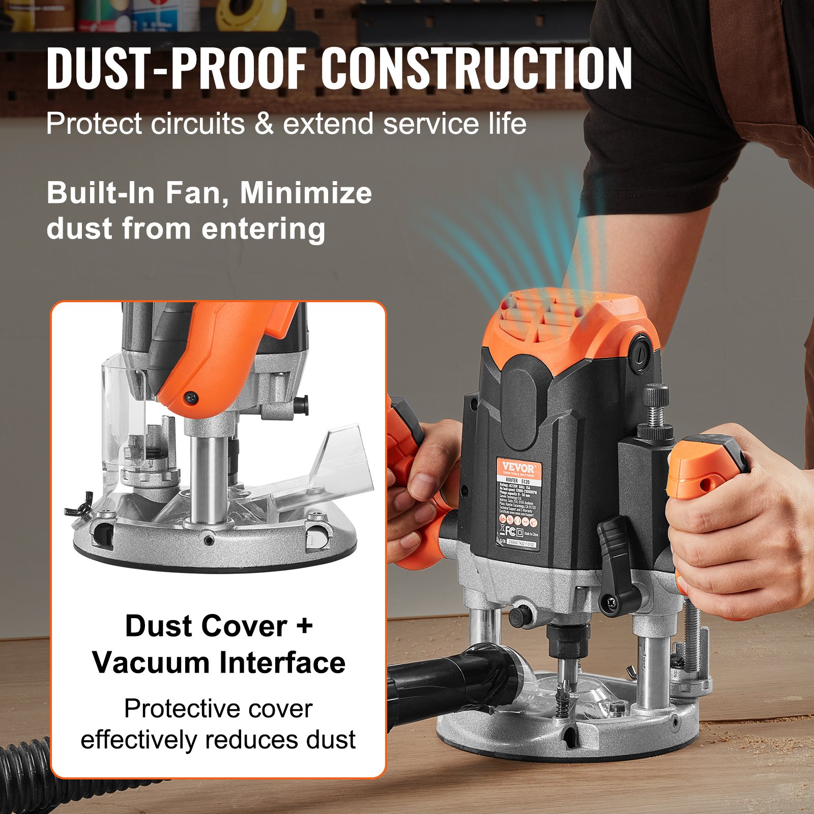 VEVOR Plunge Router, 3-1/4 HP, 120 V, 12000-23000 RPM Manual