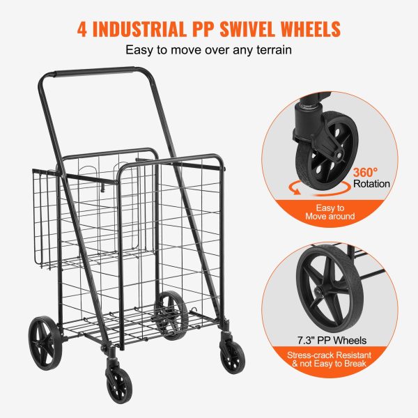 VEVOR Folding Shopping Cart Manual. 110 LBS Large Capacity