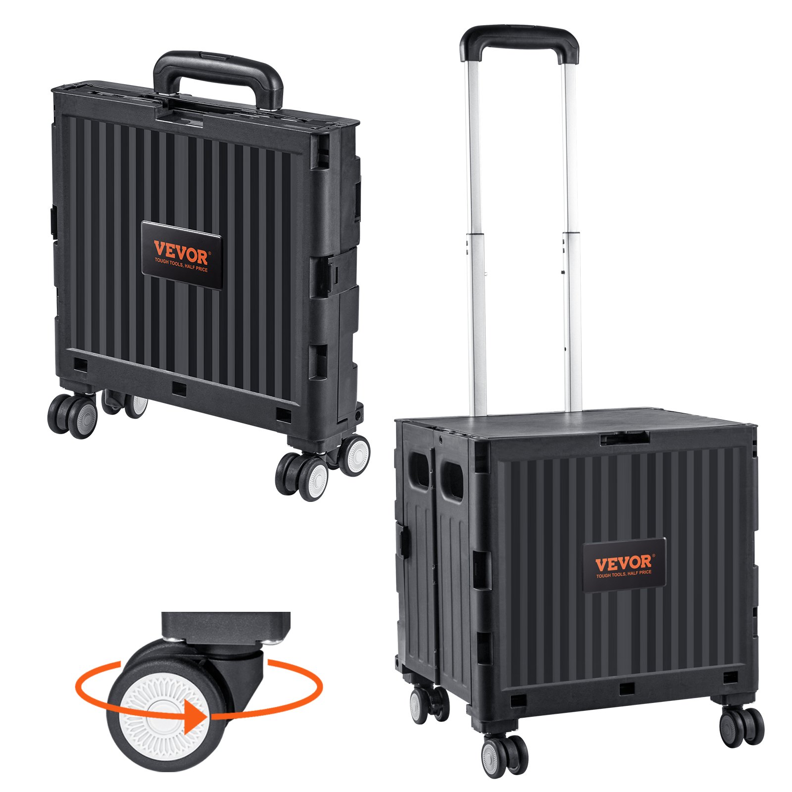 VEVOR Foldable Utility Cart Manual, 110 lbs Load Capacity Black