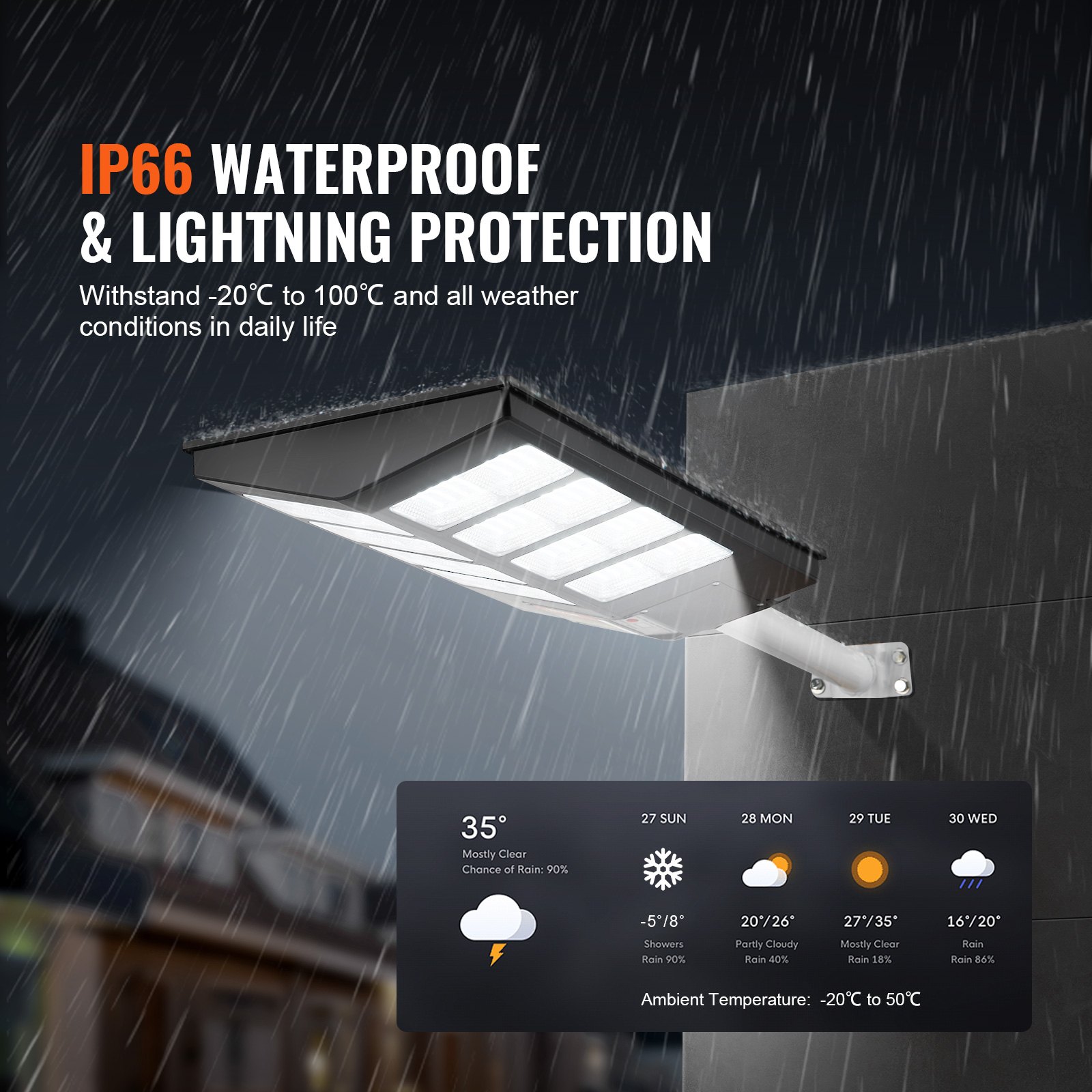 VEVOR 800W Solar Street Light Manual, 1400LM