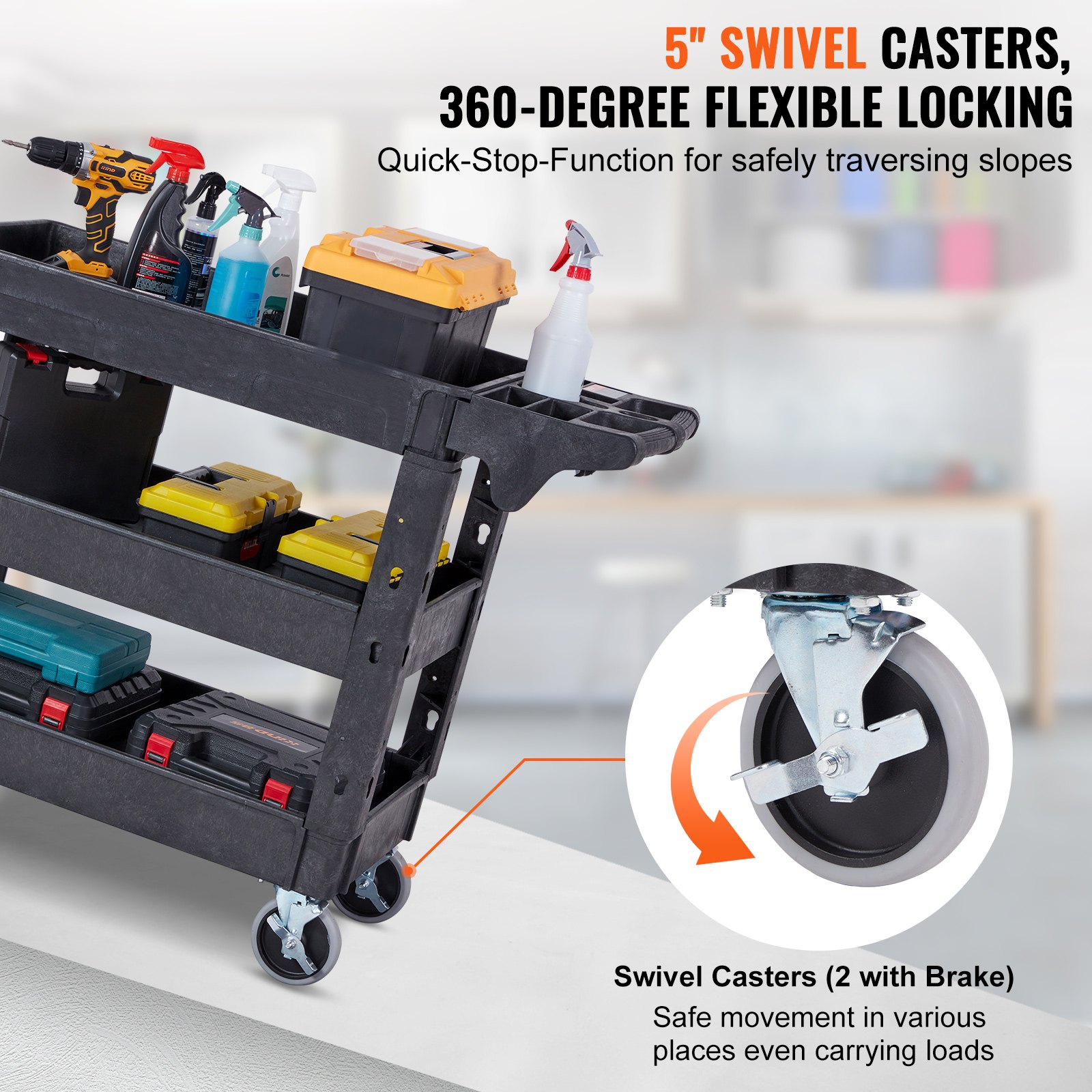 VEVOR Utility Service Cart Manual, 3 Shelf 550LBS