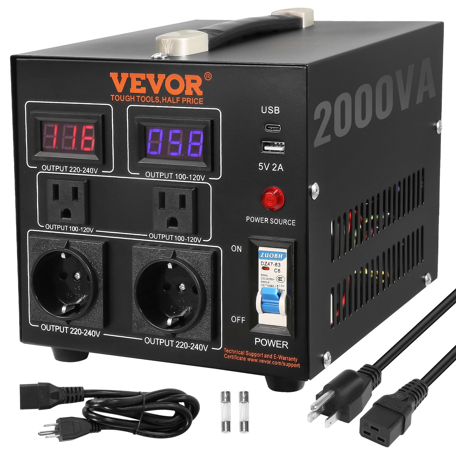 VEVOR Voltage Converter Transformer, 2000W Manual