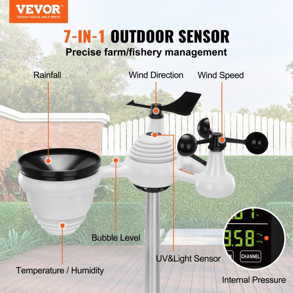 VEVOR 7-in-1 Wireless Weather Station Manual. Color Display