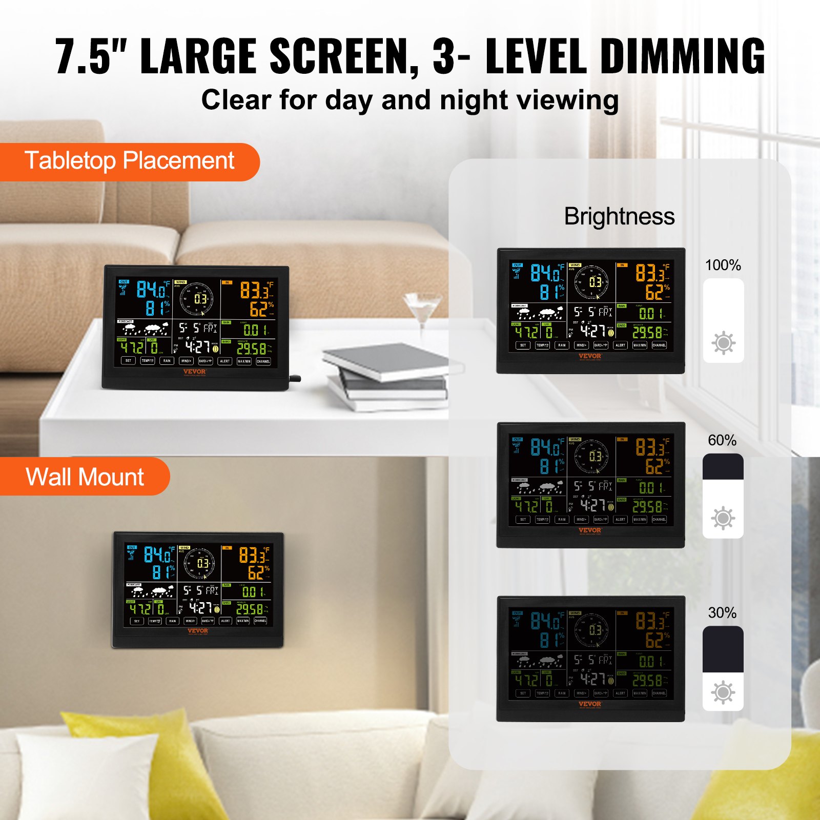 VEVOR 7-in-1 Wireless Weather Station Manual. Color Display