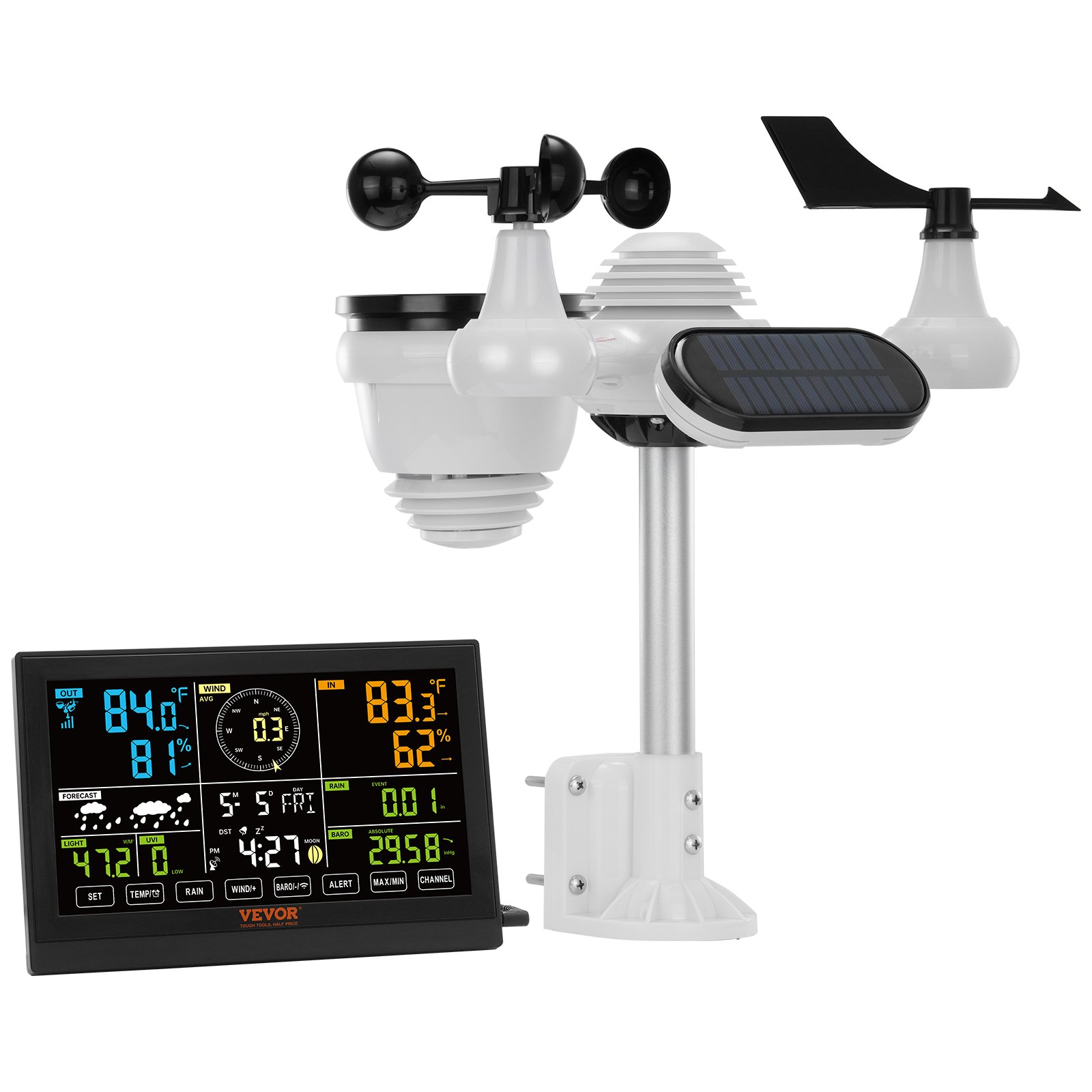 VEVOR 7-in-1 Wireless Weather Station Manual. Color Display