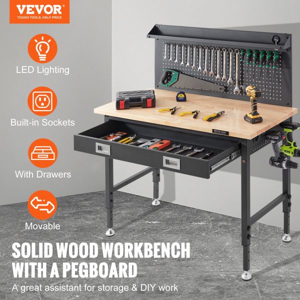 VEVOR Workbench Manual. Adjustable Height 28-39.5"